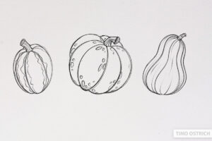 How to Draw a Pumpkin (three easy examples step by step) 🎃