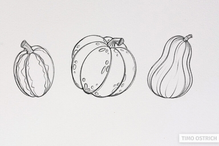 How to Draw a Pumpkin (three easy examples step by step) 🎃