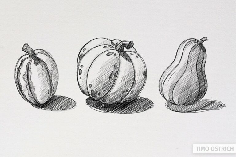 How to Draw a Pumpkin (three easy examples step by step) 🎃