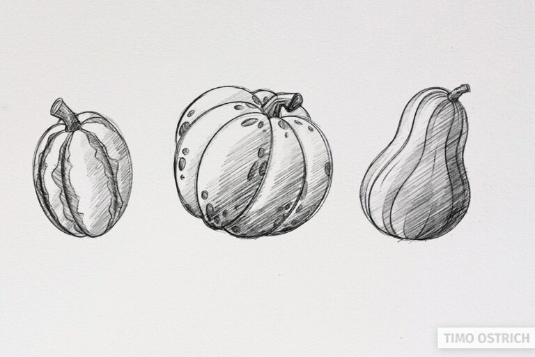 How to Draw a Pumpkin (three easy examples step by step) 🎃