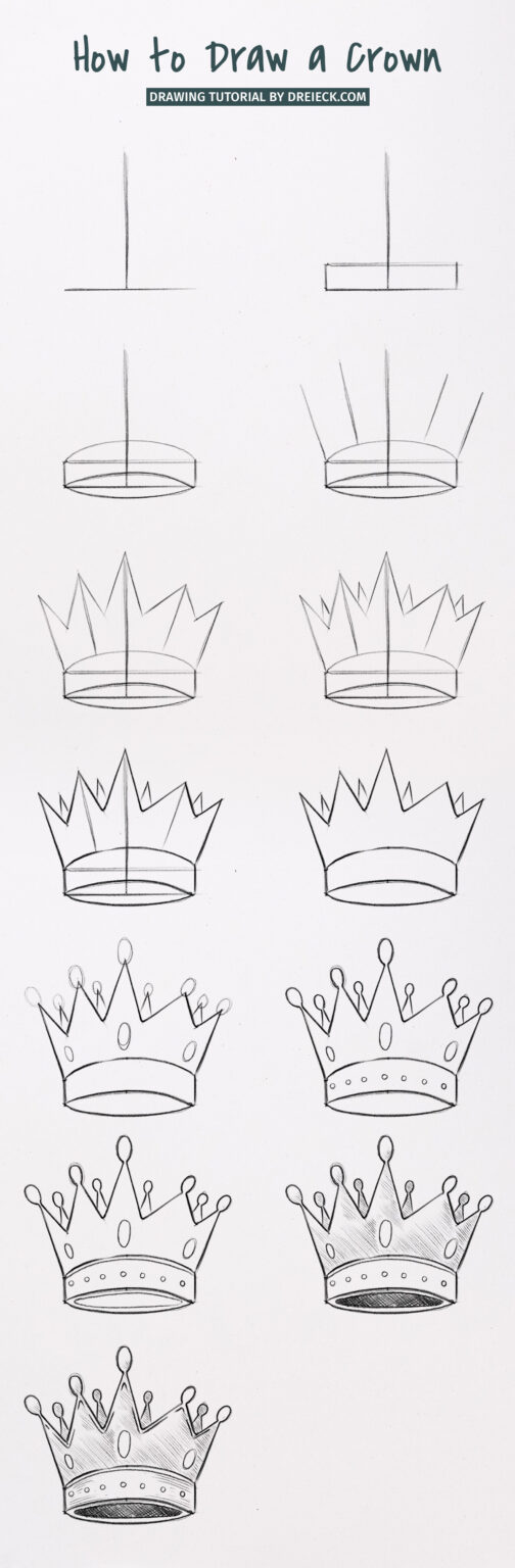 How to Draw a Crown (easy step by step) 👑