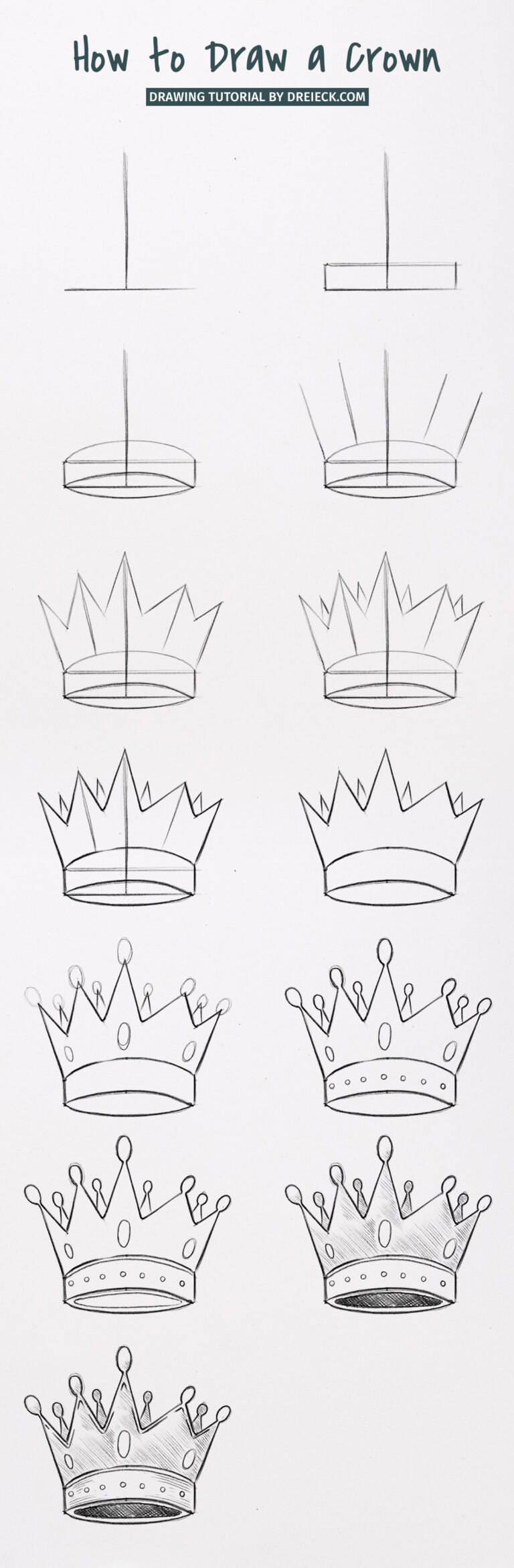 How to Draw a Crown (easy step by step) 👑