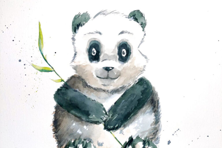 Panda malen mit Aquarellfarbe (komplette Anleitung) 🐼