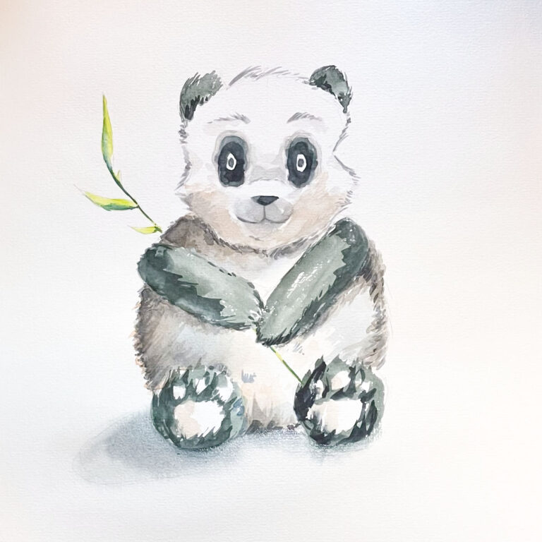 Panda malen mit Aquarellfarbe (komplette Anleitung) 🐼