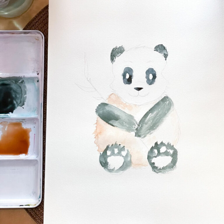 Panda malen mit Aquarellfarbe (komplette Anleitung) 🐼