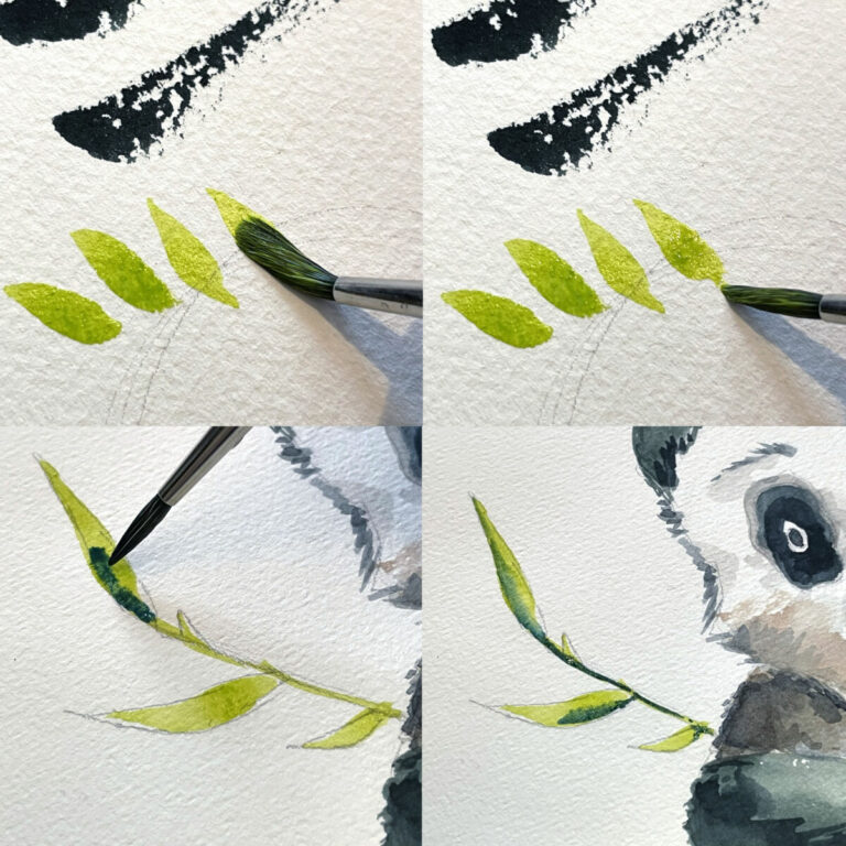 Panda malen mit Aquarellfarbe (komplette Anleitung) 🐼