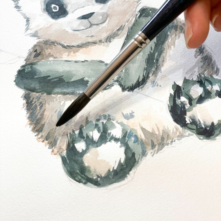 Panda malen mit Aquarellfarbe (komplette Anleitung) 🐼